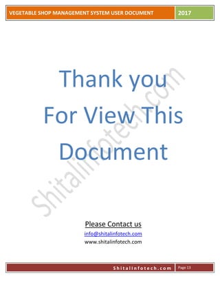 Vagetable shop bill printing software user manual by shital infotech | PDF