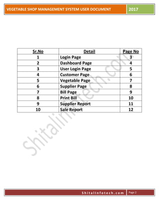 Vagetable shop bill printing software user manual by shital infotech | PDF