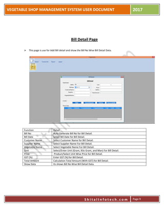 Vagetable shop bill printing software user manual by shital infotech | PDF