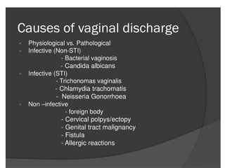 Vaginal discharge (1).pptx. different types of physiological discharges ...