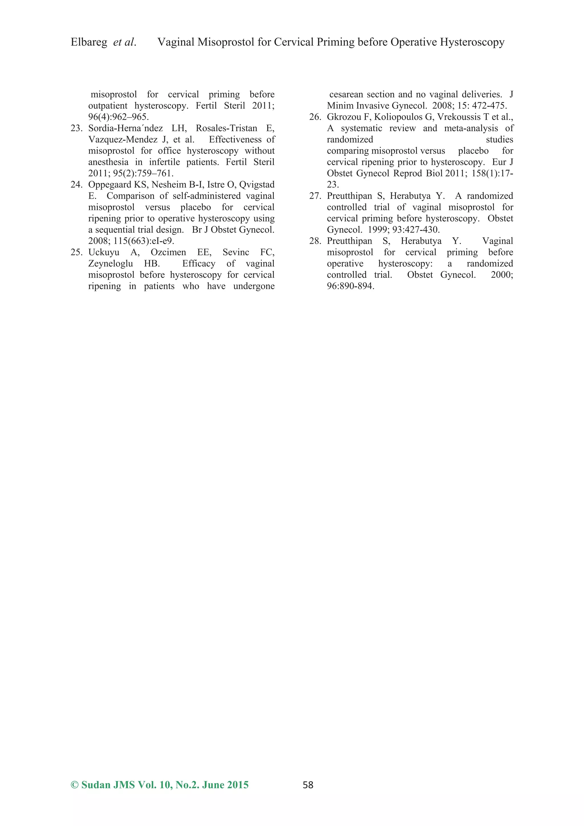 Vaginal misoprostol for cervical priming before operative hysteroscopy ...