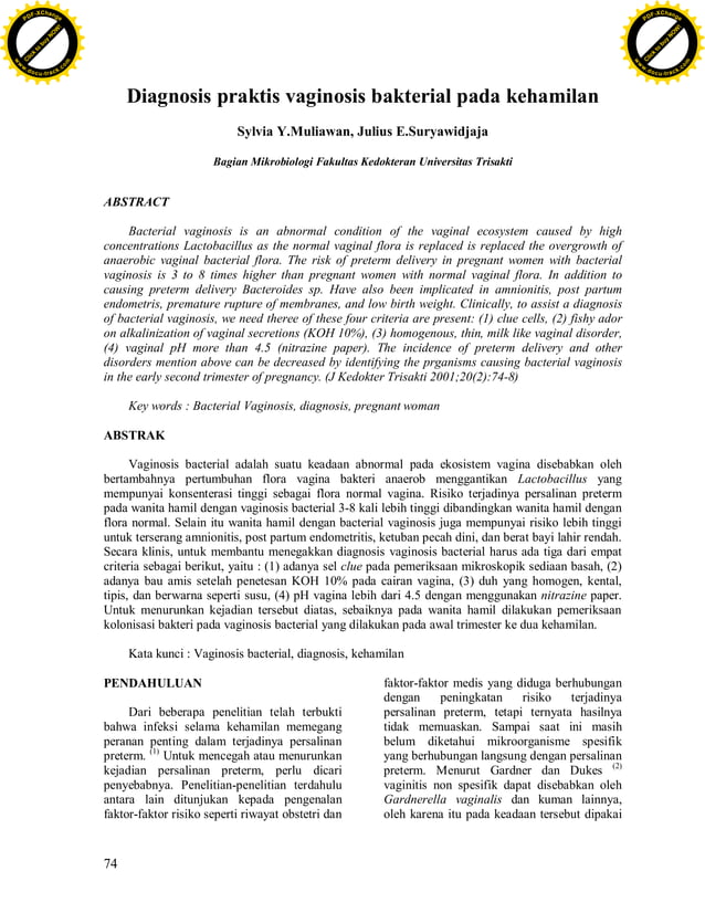 Vaginosis bakterialis pada kehamilan | PDF