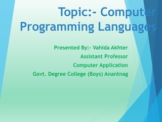 Vahida Akhter.ppt regardung computer languages | PPT | Computing ...