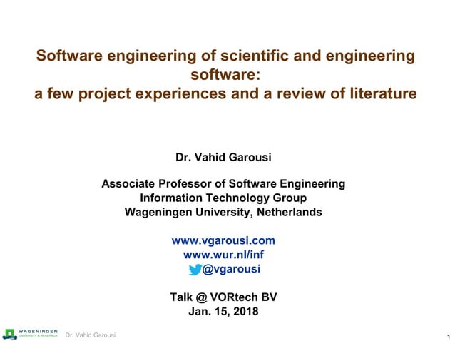 Software engineering of scientific software | PPTX | Computer Software and Applications | Computing