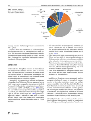 Estimation of atmospheric mercury emission inventory in Tehran province ...