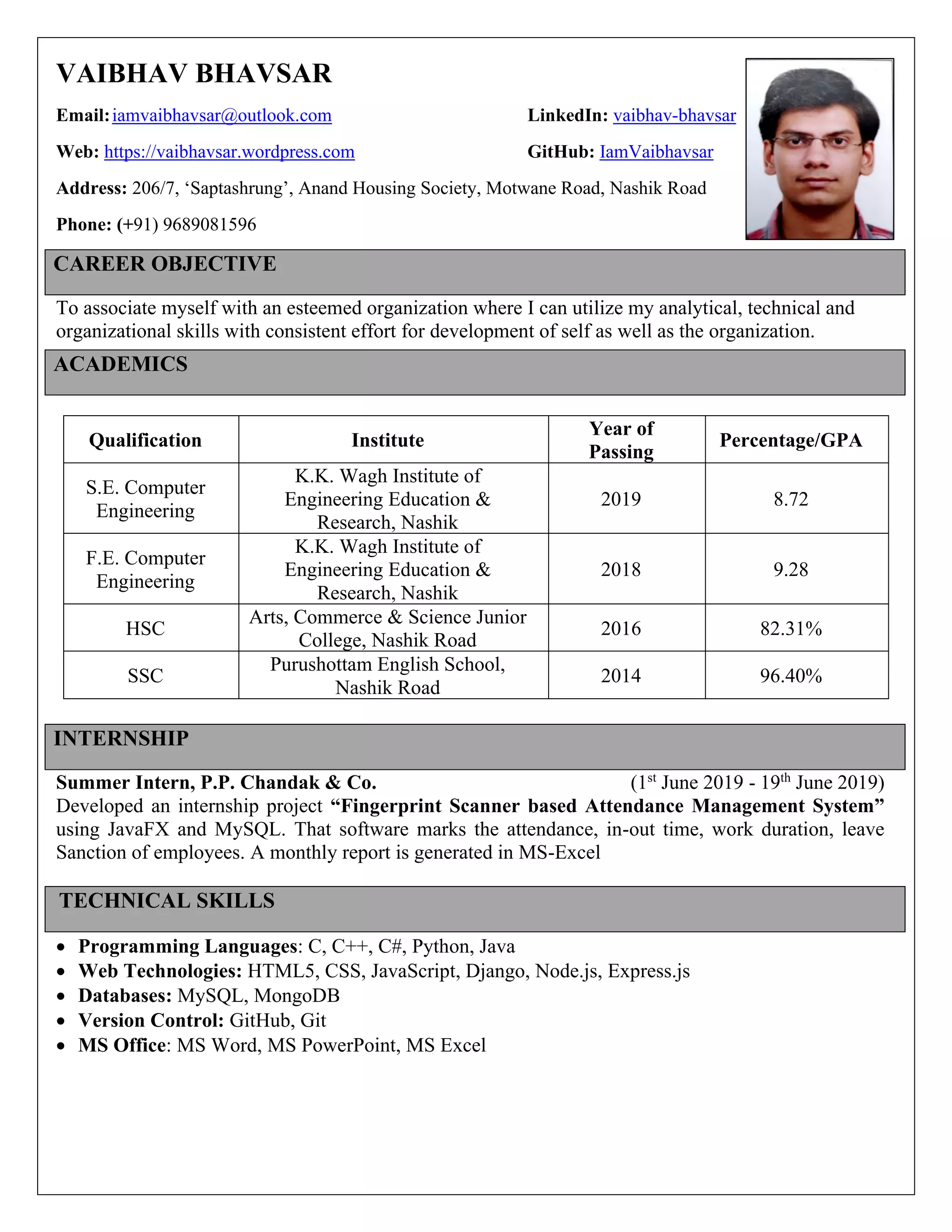 Vaibhav-Bhavsar-Resume | PDF