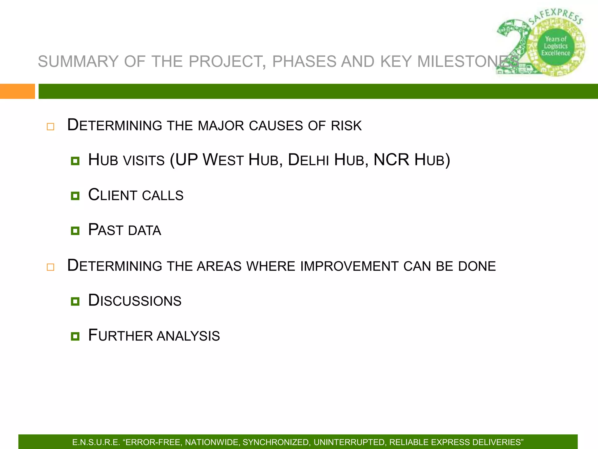 Safexpress Project Risk Prevention (2017) Summer Internship | PPTX