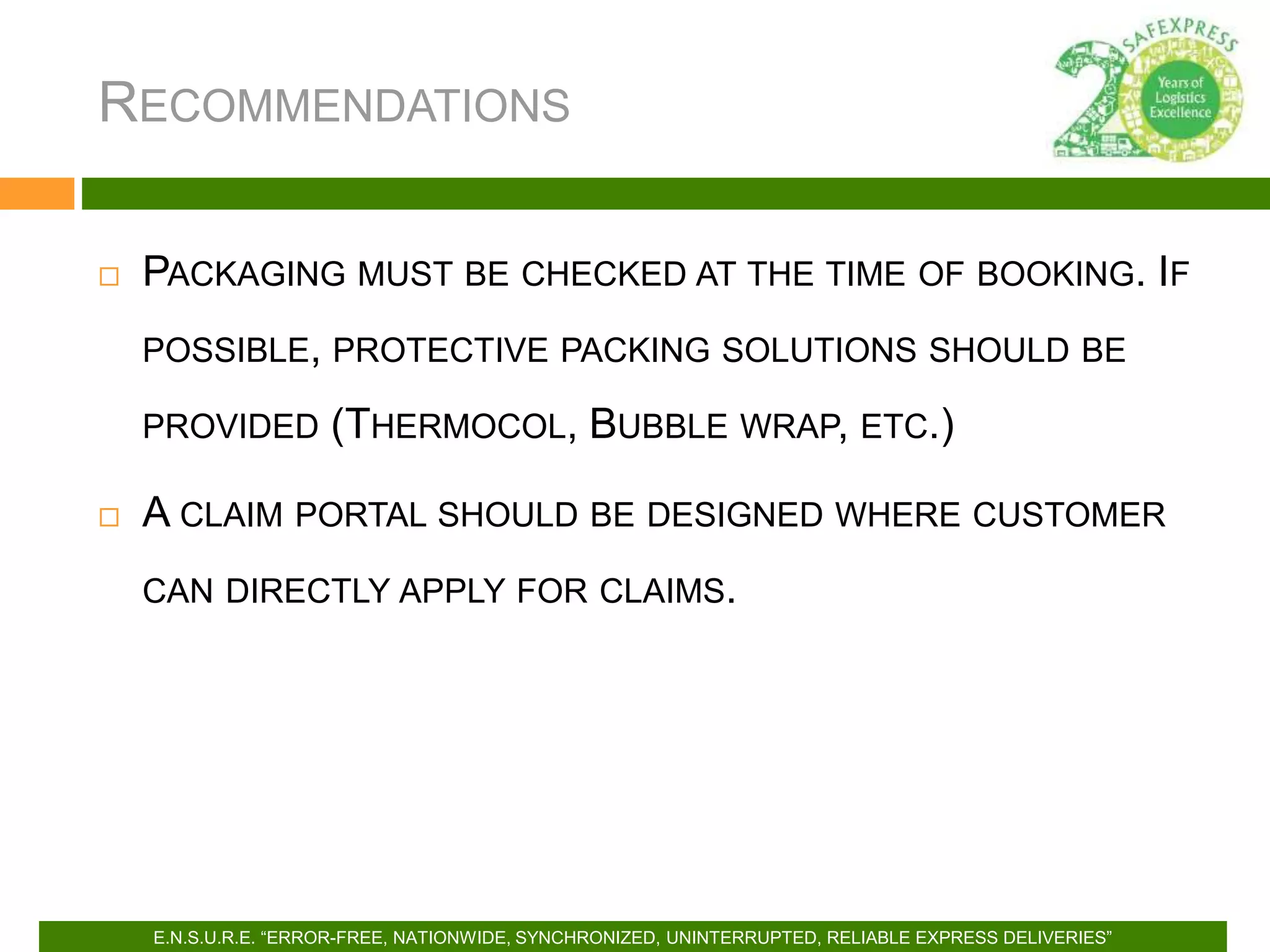 Risk Management Logistics Safexpress Internship | PPTX