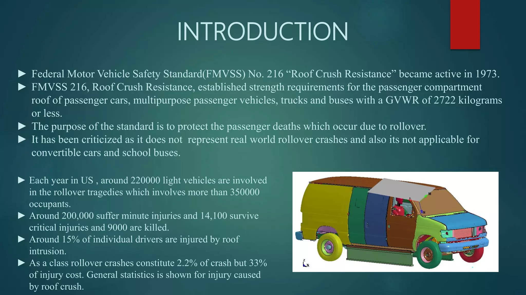 Roof Crush Analysis using Test Protocols of FMVSS 216 | PPTX