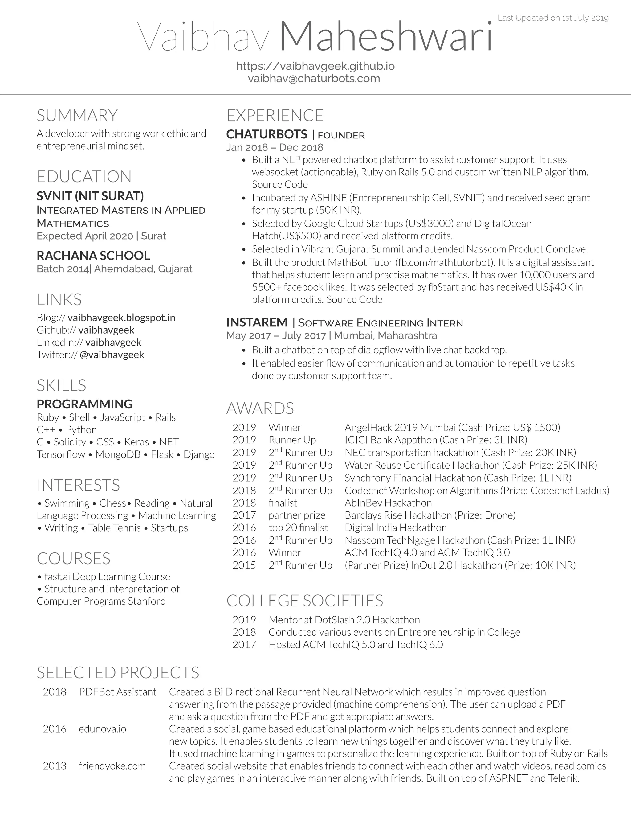 Resume | PDF | Programming Languages | Computing