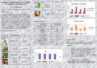 FORMULATION AND EVALUATION OF HERBAL TOOTHPASTE | DOCX