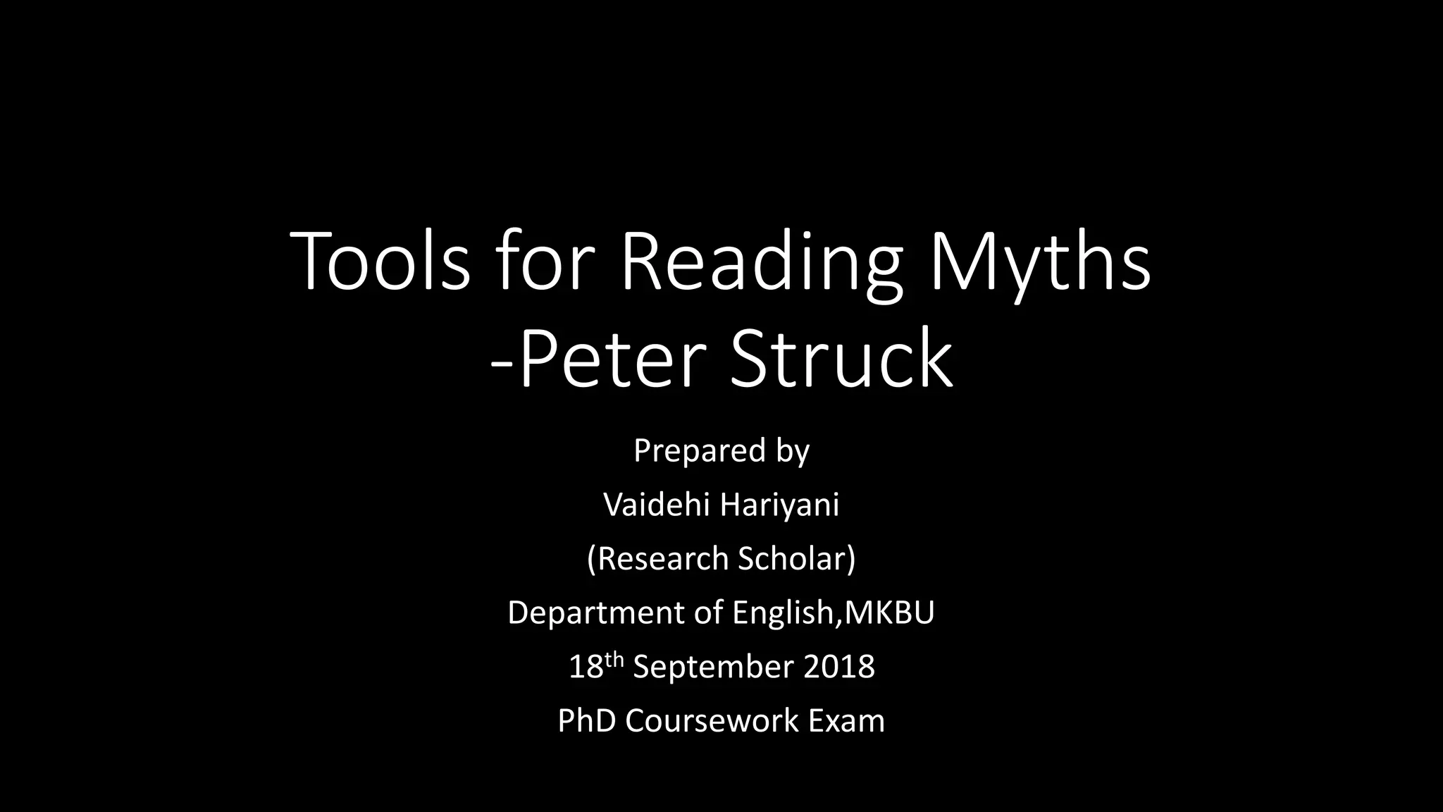 Tools for Reading Myths - Peter Struck | PPT