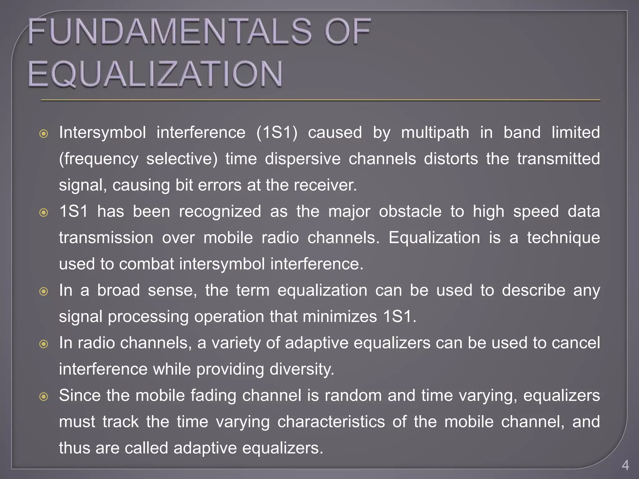 Linear equalizations and its variations | PPTX
