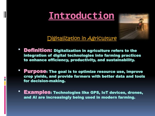 DIGITALIZATION OF AGRICULTURE and its impacts | PPTX