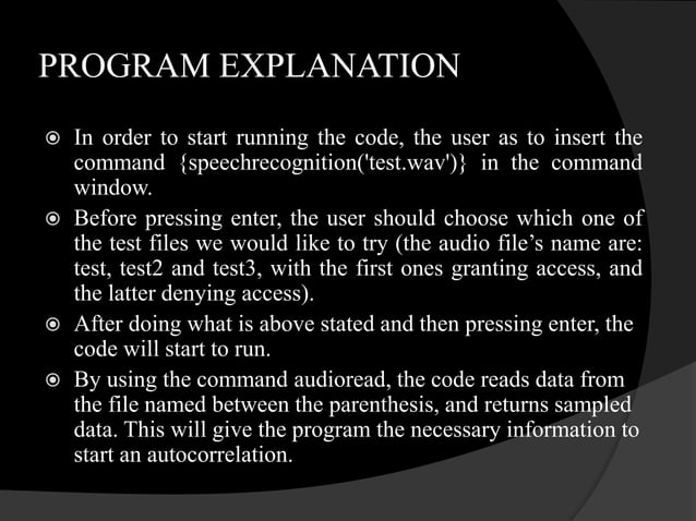 Simulation of speech recognition using correlation method on matlab software | PPTX