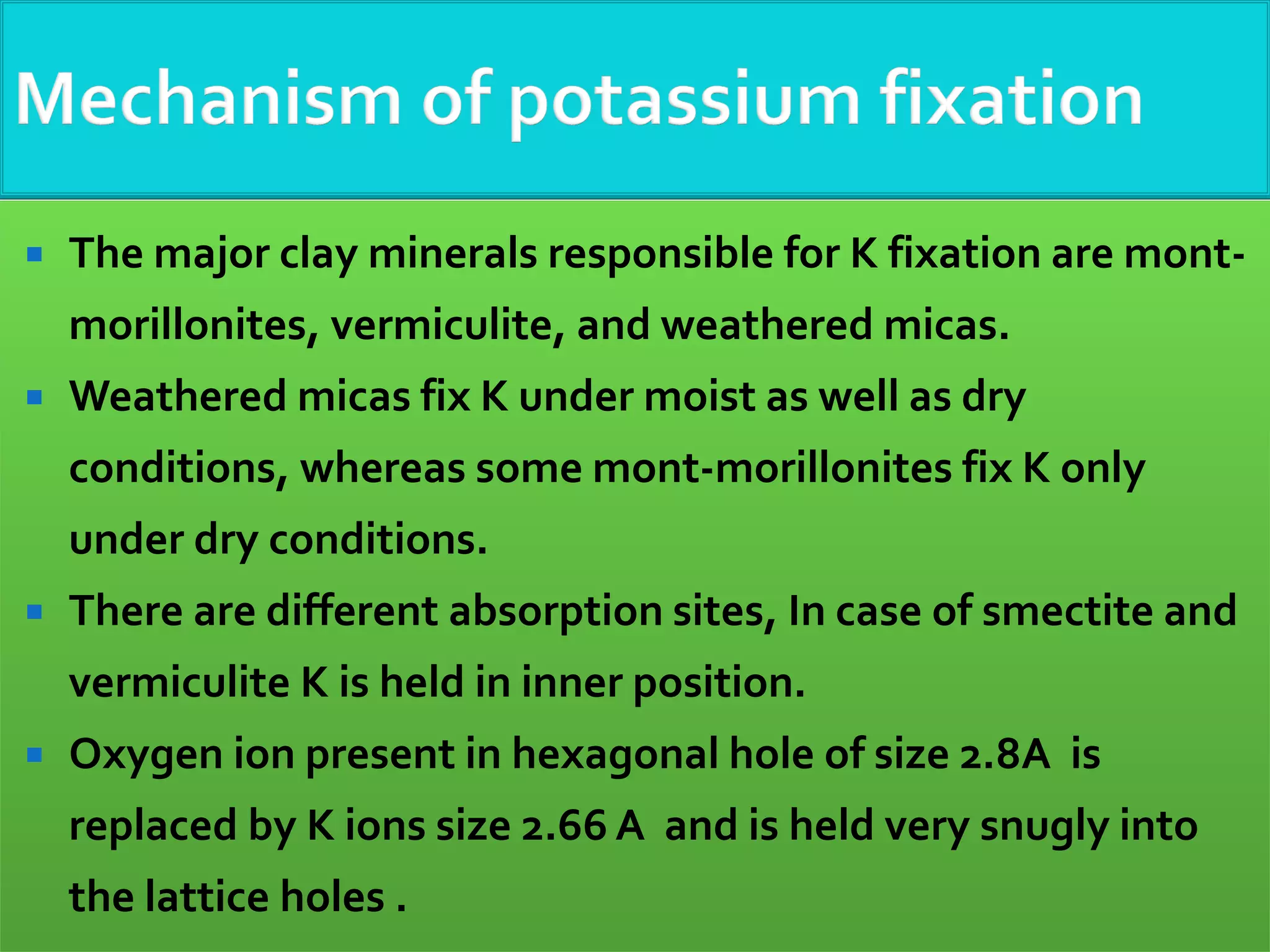 Potassium- Forms,Equilibrium in soils and its agricultural significance ...