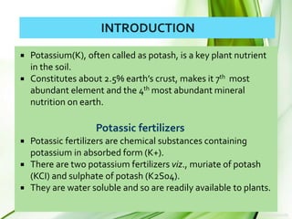 Potassium- Forms,Equilibrium in soils and its agricultural significance ...