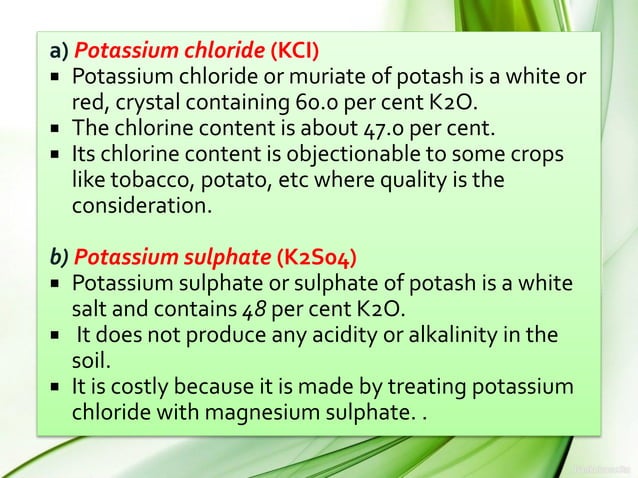 Potassium- Forms,Equilibrium in soils and its agricultural significance ...