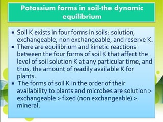 Potassium- Forms,Equilibrium in soils and its agricultural significance ...