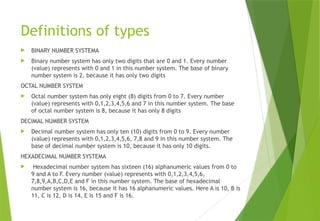 Types of number system , NUMBER SYSTEMNumber systems are the technique ...