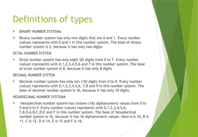 Types of number system , NUMBER SYSTEMNumber systems are the technique ...