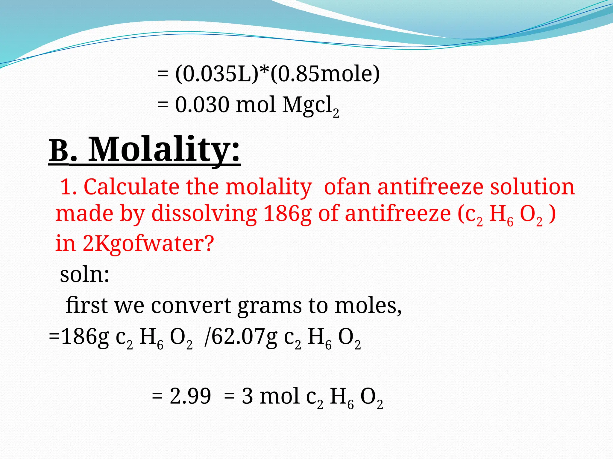 Molarity , molality and normality formula and their calculation | PPTX