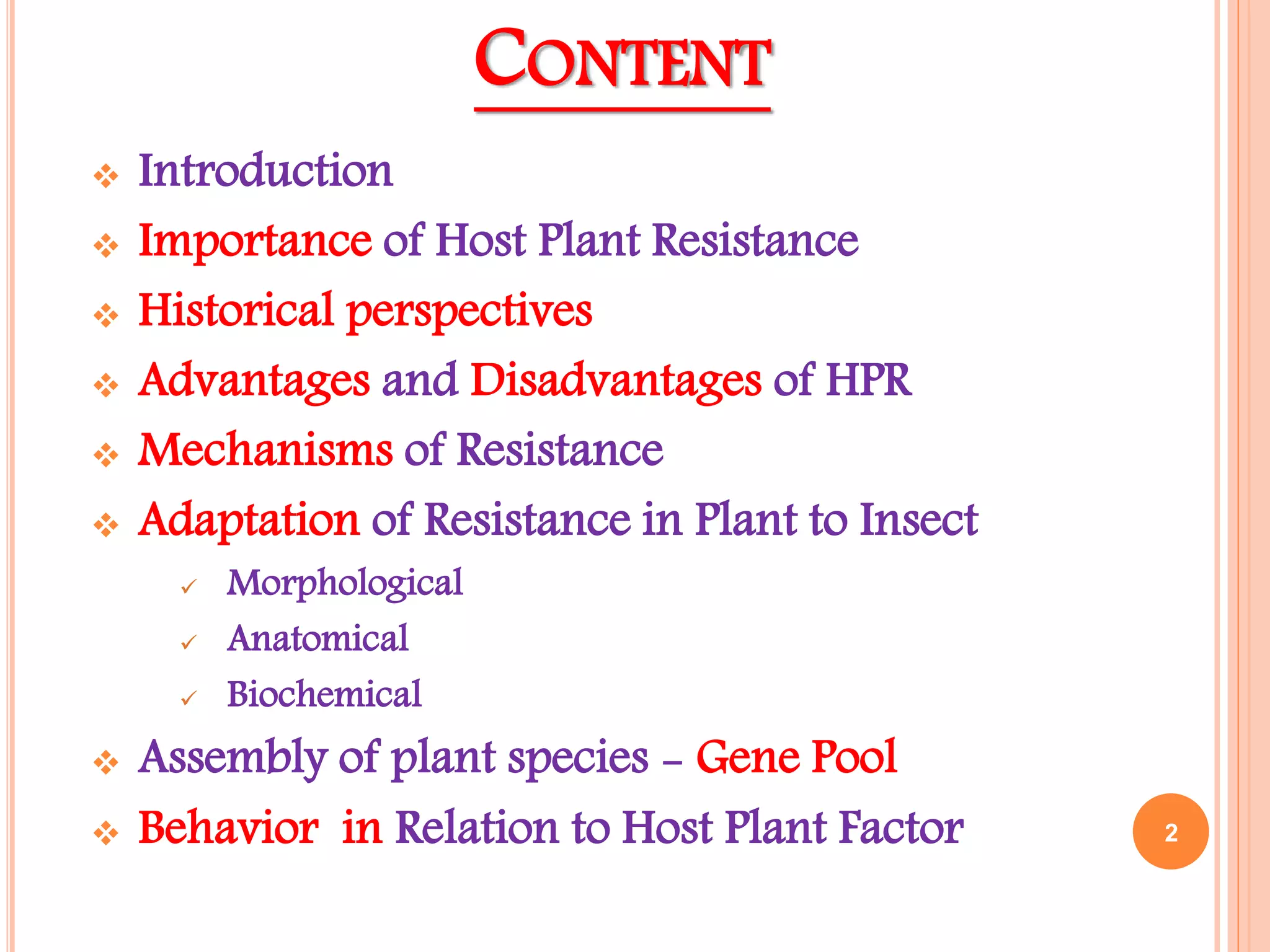 Introductory to Host Plant Resistance | PPTX