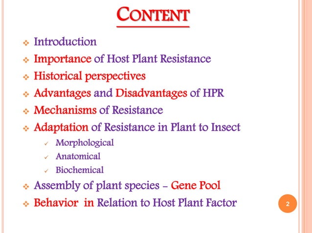 Introductory to Host Plant Resistance | PPTX