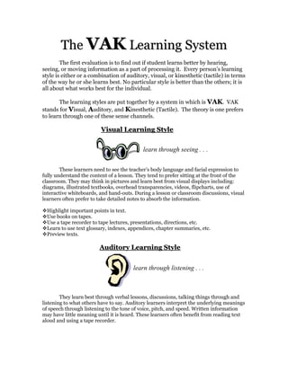 Vak learning styles | PDF