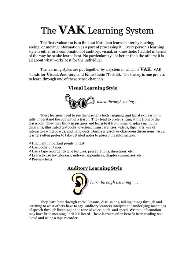 Vak learning styles | PDF
