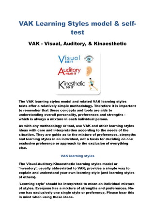 VAK Learning Styles Model | PDF