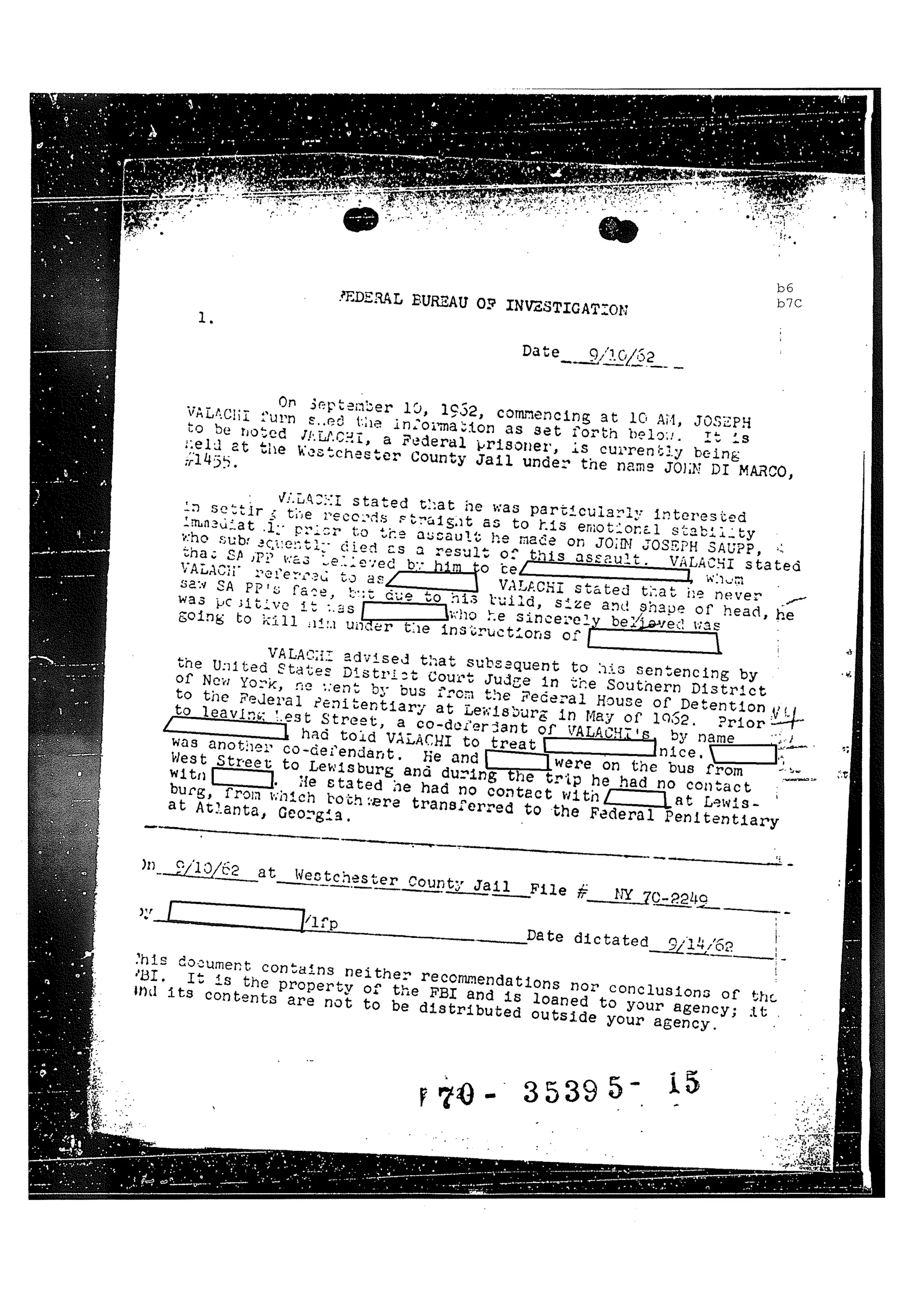 Valachi prison statement | PDF