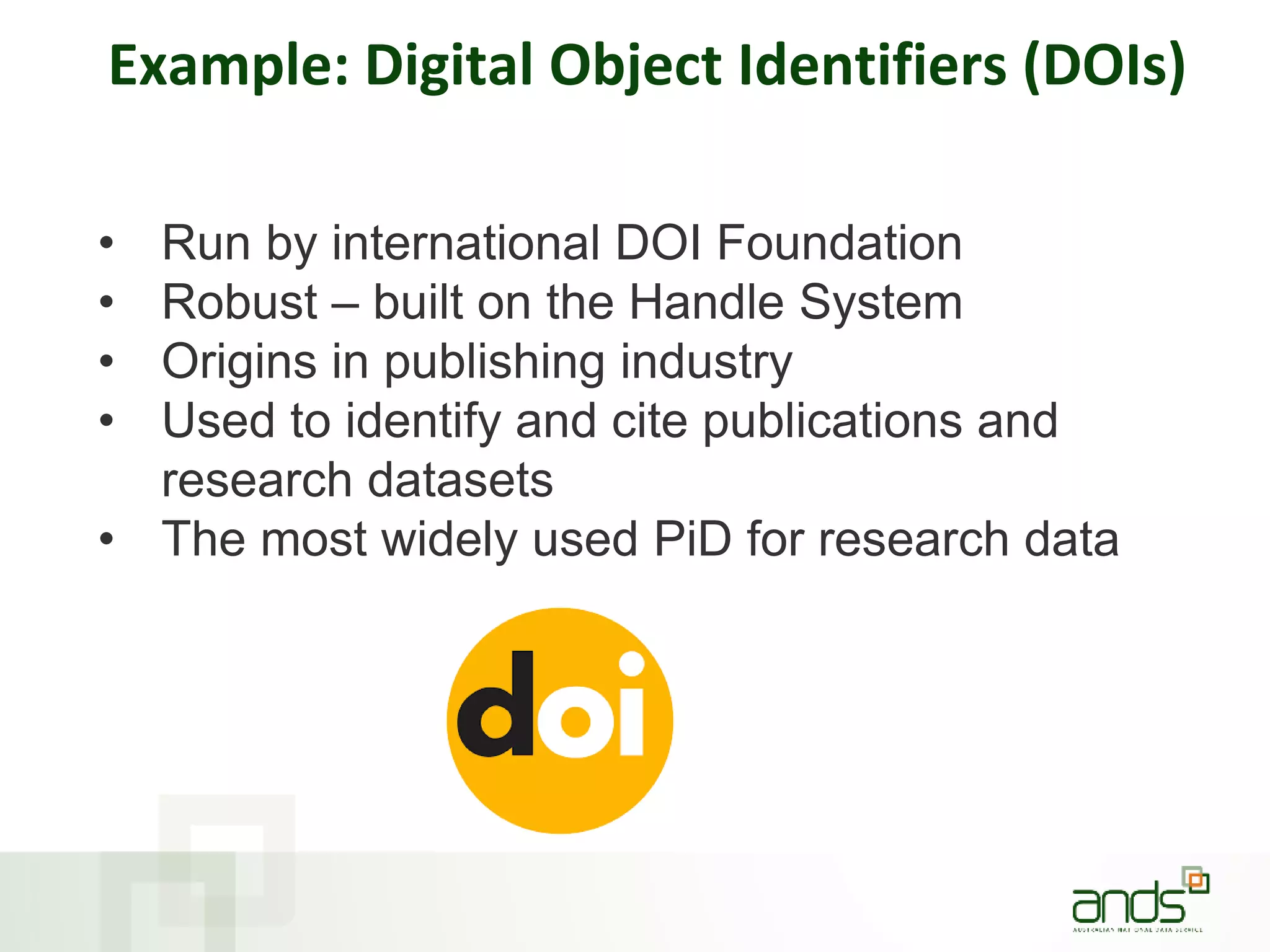Unpacking persistent identifiers for research | PPT