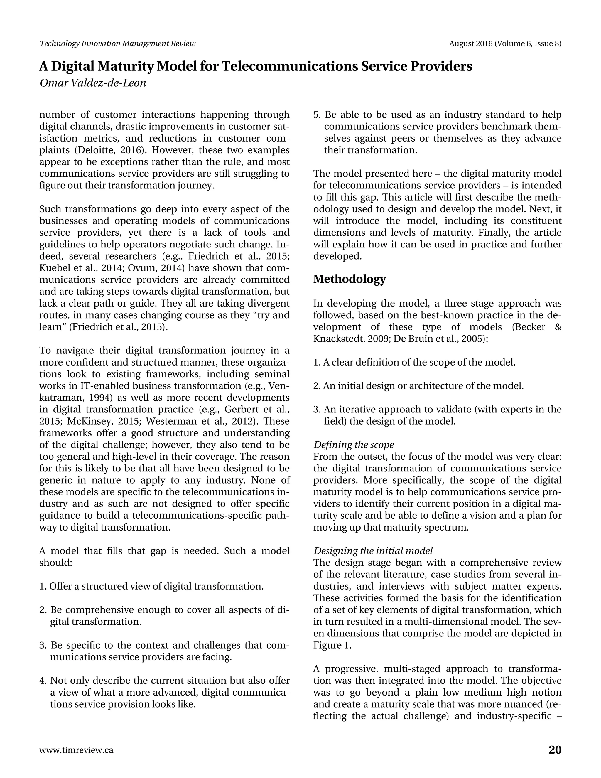 A Digital Maturity Model for Telecommunications Service Providers | PDF