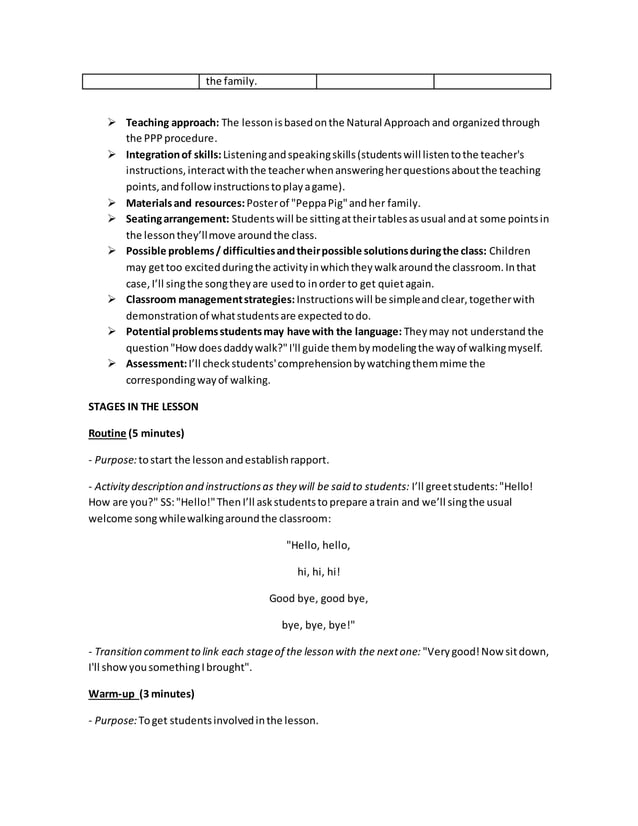 Lesson plan kindergarten I | DOCX