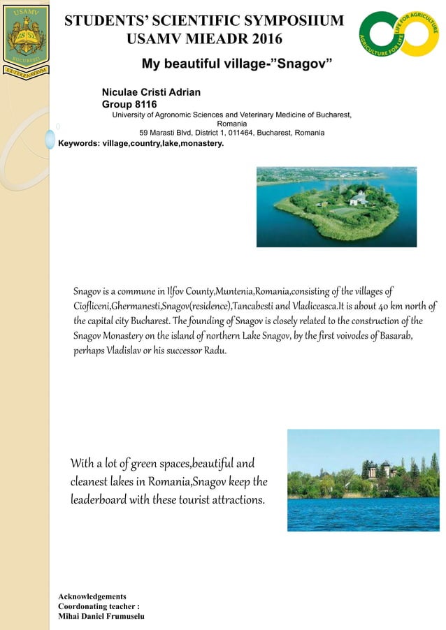 Snagov | PPTX | Europe Travel | Travel Locations