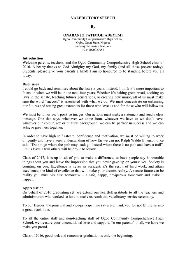 Valedictory speech | PDF