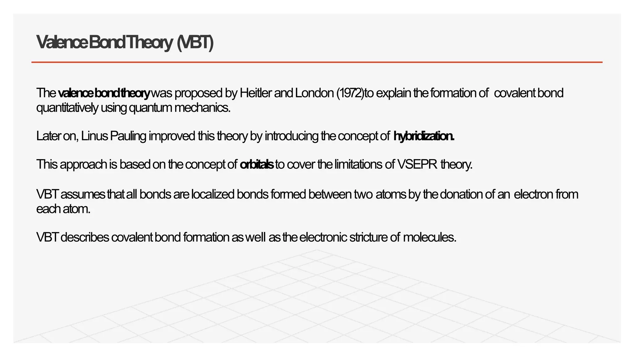 Valence Bond Theory (VBT) | PPTX | Chemistry | Science