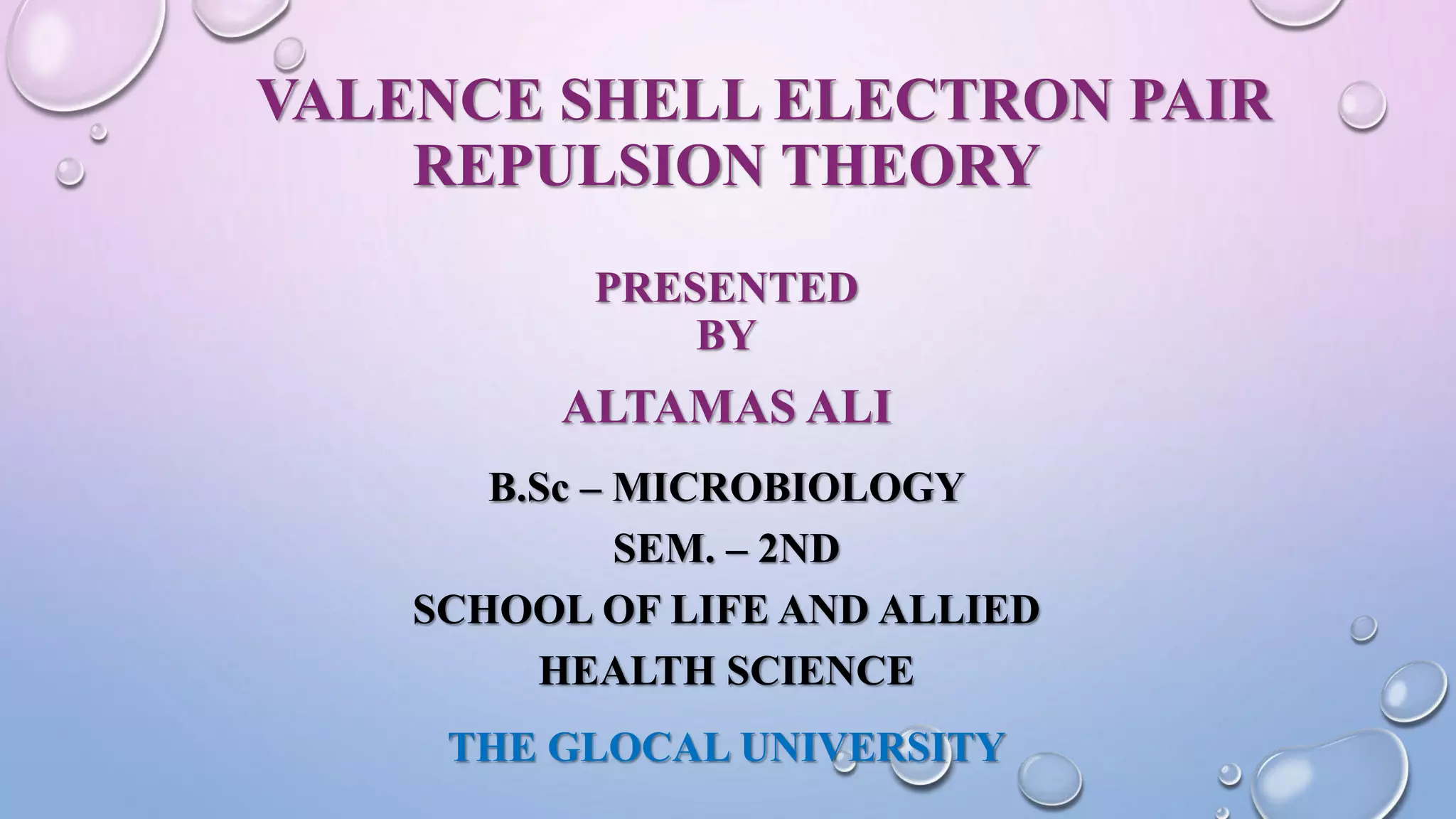 Valence shell electron pair repulsion theory (VSEPR THEORY) | PPTX