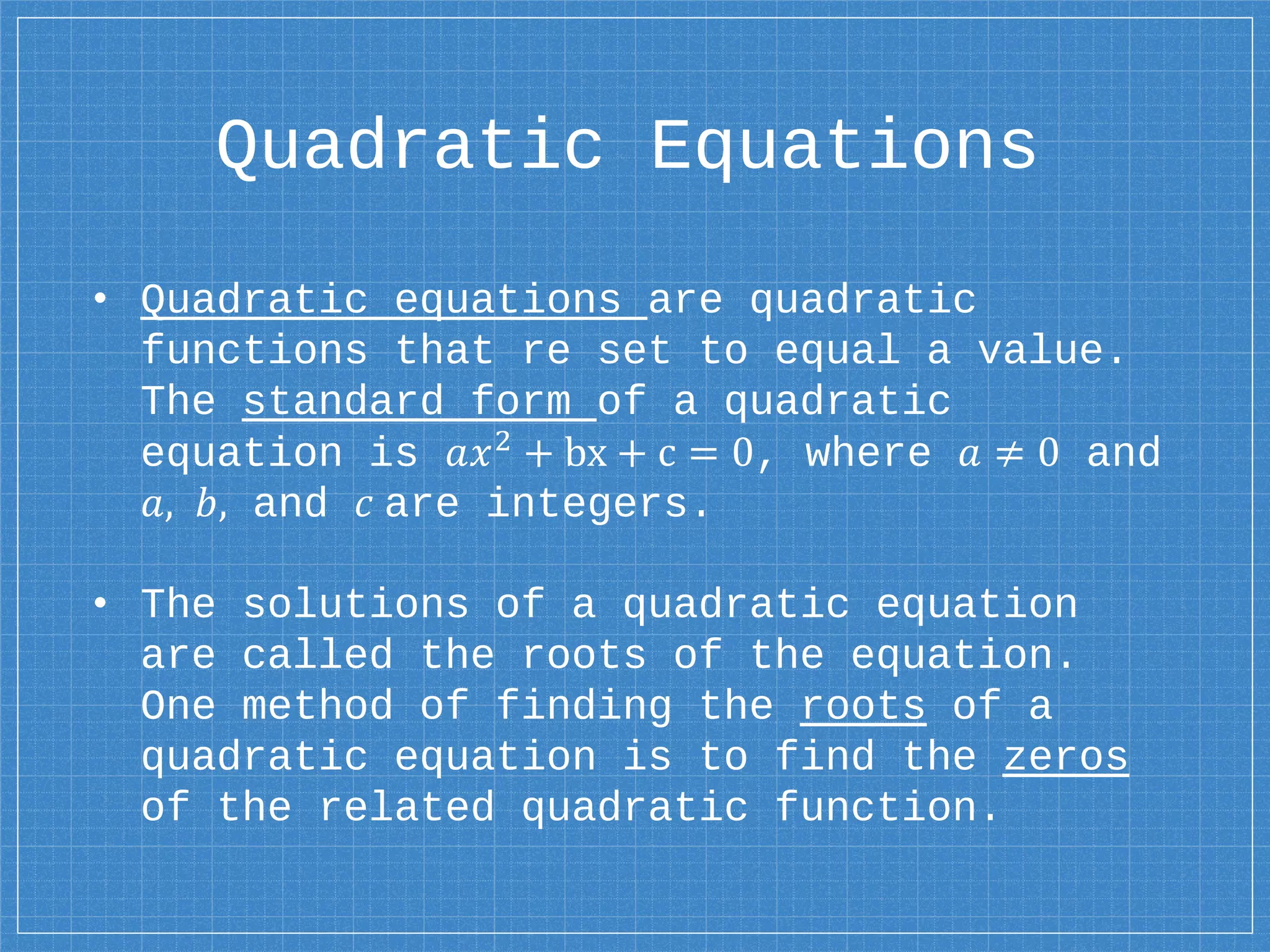 solving quadratic equations by graphing | PPTX