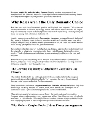 Valentine's Day Flower Guide: Unique Romantic Alternatives to Roses | PDF