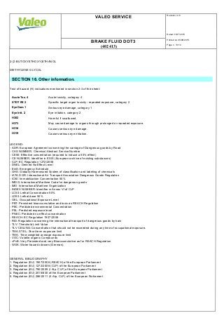 Valeo Braking Systems Brake Fluid DOT3 material safety data sheet ...