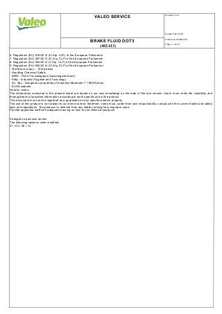 Valeo Braking Systems Brake Fluid DOT3 material safety data sheet ...