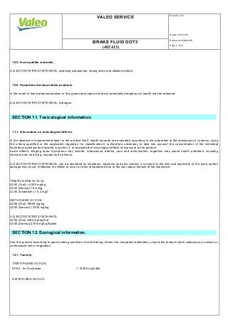Valeo Braking Systems Brake Fluid DOT3 material safety data sheet ...