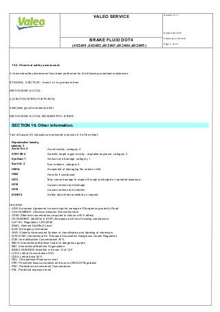 Valeo Braking Systems Brake Fluid DOT 4 material safety data sheet ...