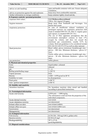 Valeo Braking Systems Brake Fluid DOT 4 material safety data sheet ...