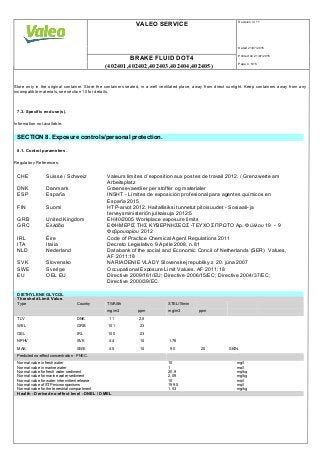 Valeo Braking Systems Brake Fluid DOT 4 material safety data sheet ...