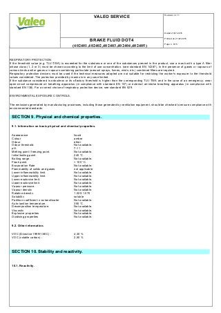 Valeo Braking Systems Brake Fluid DOT 4 material safety data sheet ...