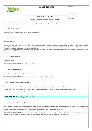 Valeo Braking Systems Brake Fluid DOT 4 material safety data sheet ...