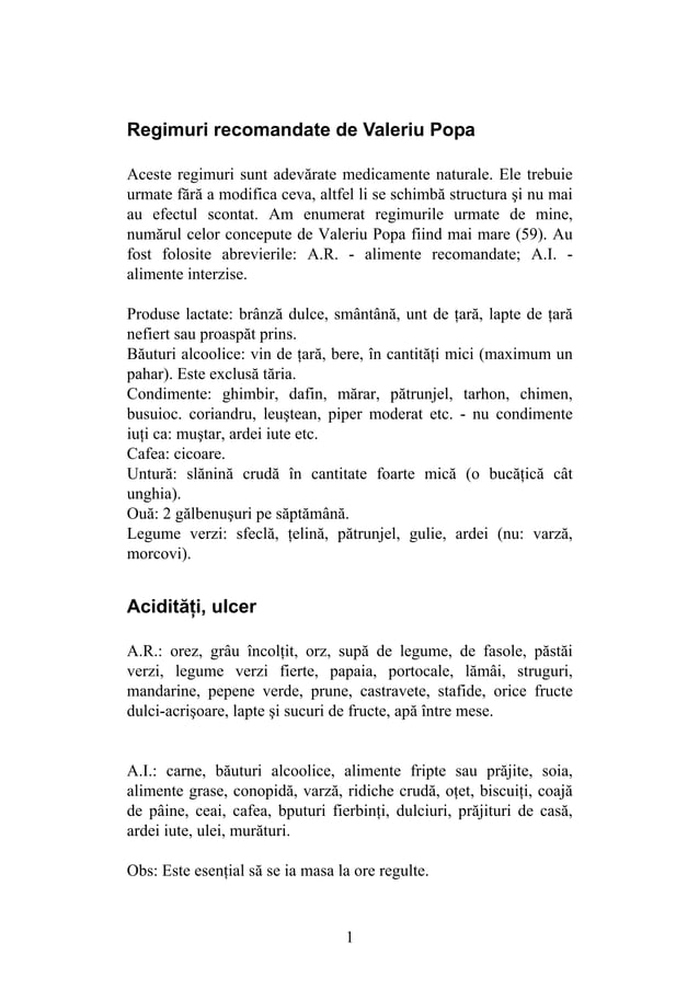 Valeriu popa - regimuri | PDF